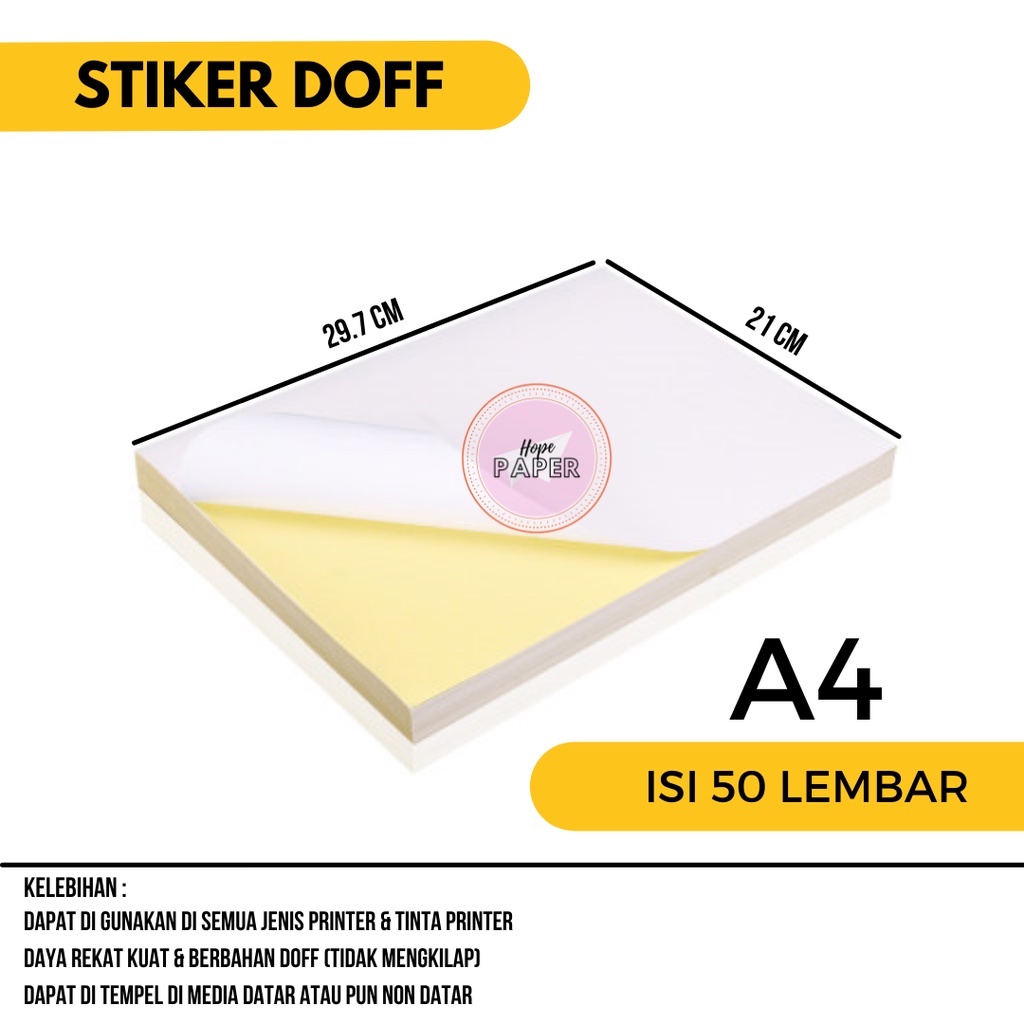Jual Kertas Stiker HVS A4 isi 50 lembar / Stiker Label Makanan A4 ...