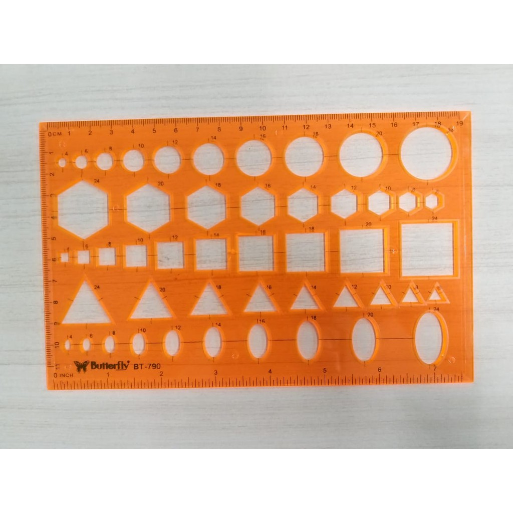Jual Penggaris Sablon Butterfly Template aneka Bentuk Bangun Geometri ...