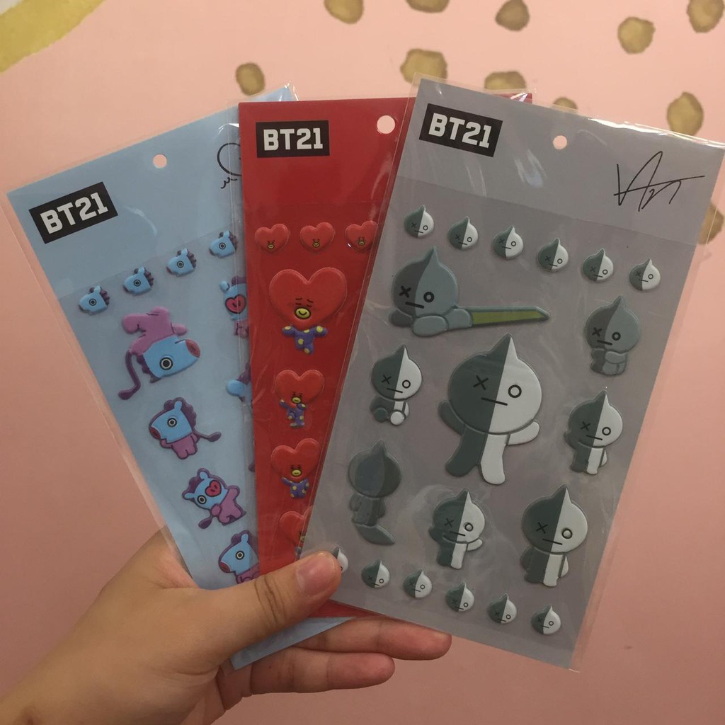 Jual STICKER BT21 TIMBUL GAMBAR 3D BANGTANBOYS LABEL BERGAMBAR BT21 ...