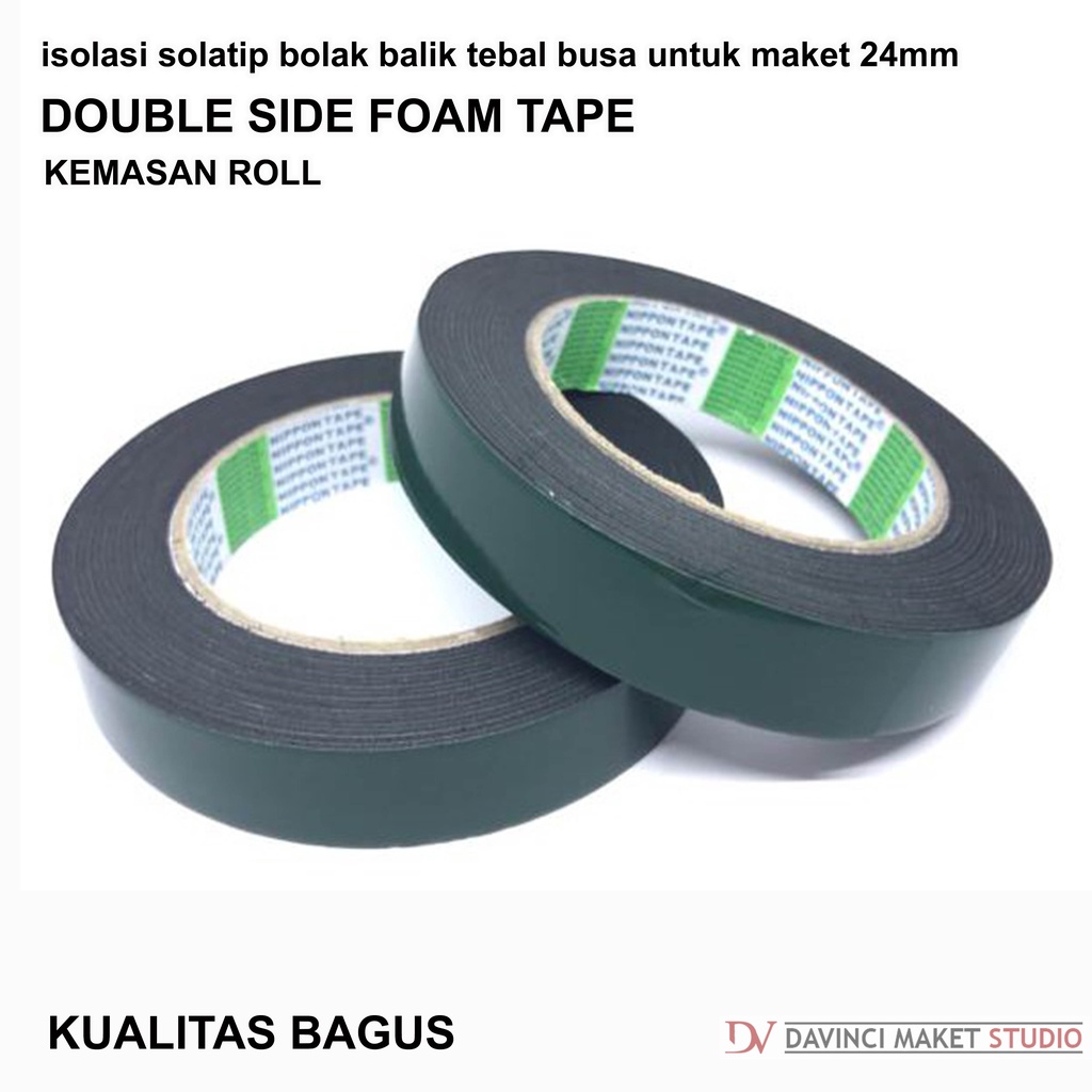 Jual (Black) Isolasi Perekat Busa Bolak Balik - Double Side Foam Tape Selotip Solatip Isolatip ...