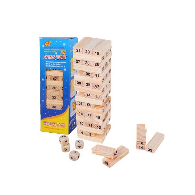 Jual PERMAINAN KELUARGA WISS TOY-54 Stacko KAYU TINGGI 18CM + DADU 4 ...
