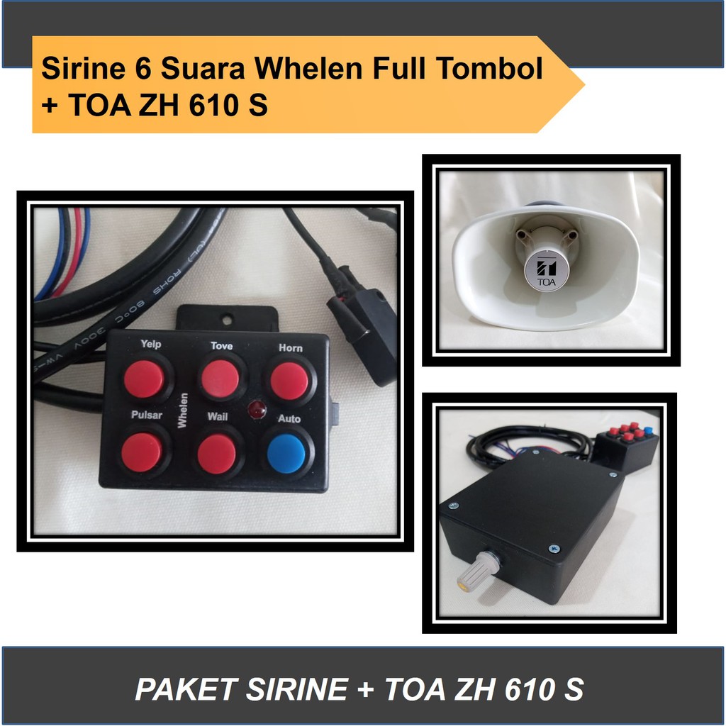 Jual Sirine 6 suara Full Tombol Whelen + Speaker TOA ZH 610S, Sirene ...