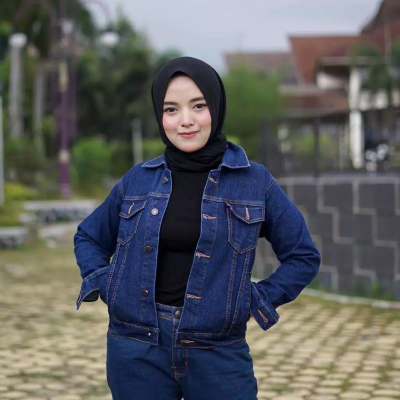 Jual JAKET JEANS BAGGY VINTAGE SNOW BLACK JAKET CROP GIRLS WANITA CEWEK ...