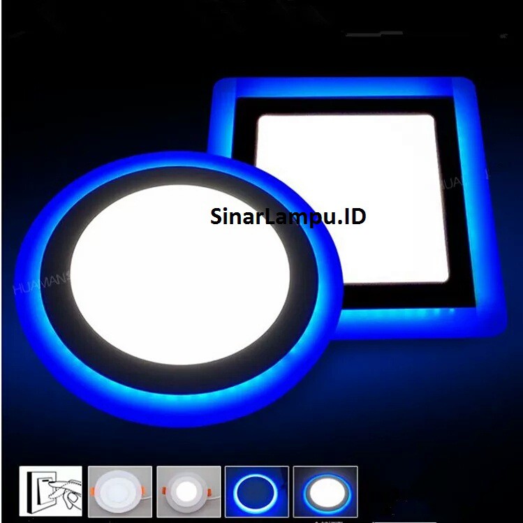 Jual LED PANEL 2 WARNA 6+3 WATT LIST BIRU PING KUNING BULAT DAN KOTAK ...