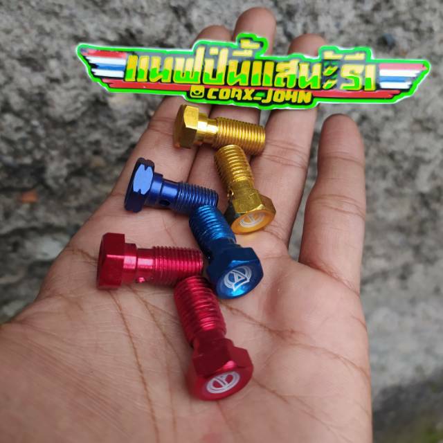 Jual baut kaliper / master rem drat kasar halus merah biru kuning gold cnc tipis ori thailand ...