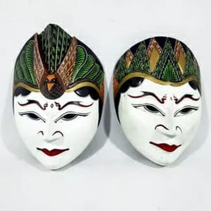 Jual Topeng Kayu Wajah Rama Shinta Batik Halus Pajangan Hiasan Dinding ...