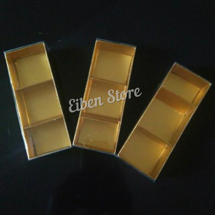 Jual Box Mika Coklat 11 x 4 x 2,5cm Sekat 3 Gold Color isi-10pcs ...