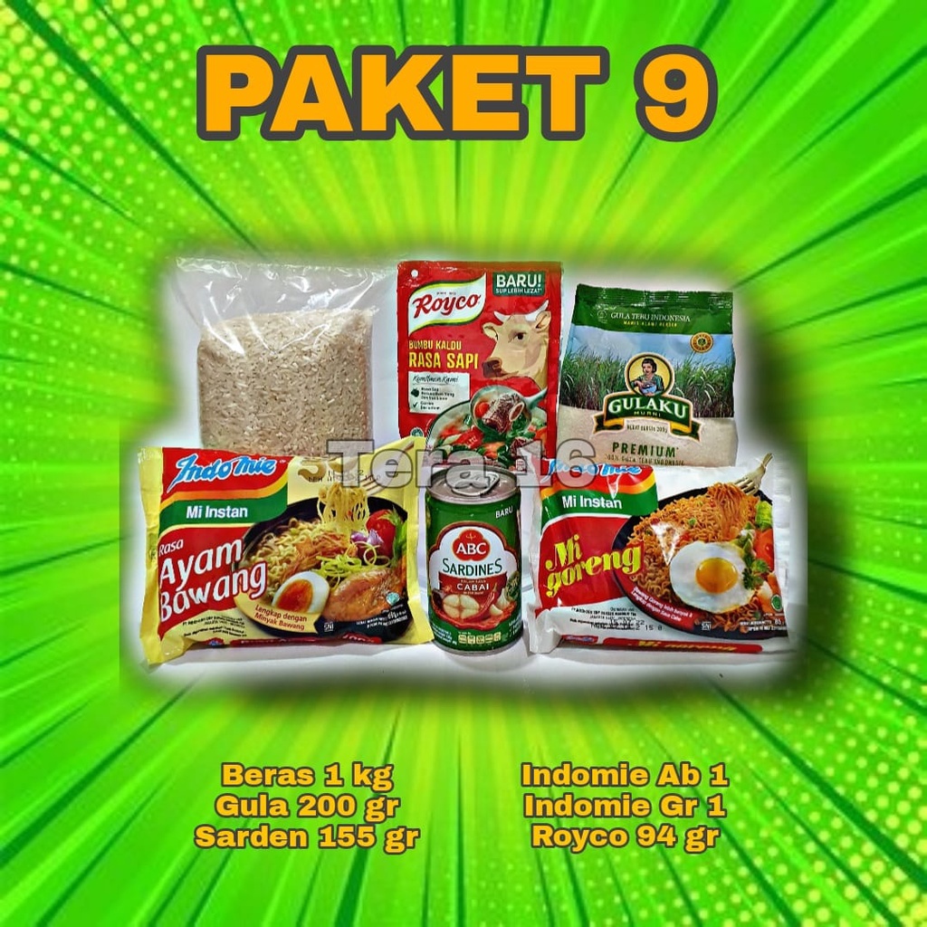 Jual paket 9 beras gula sarden indomie royco paket sembako hampers lebaran | Shopee Indonesia