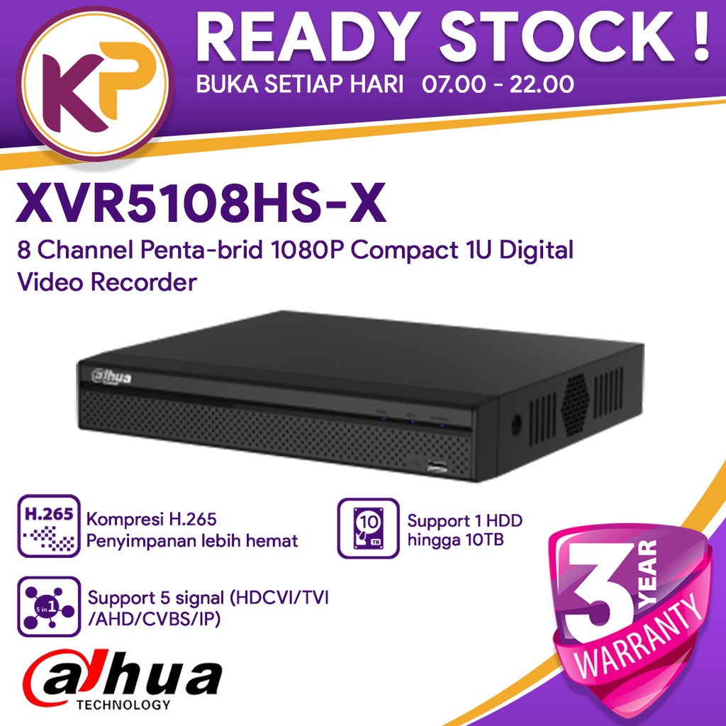 Jual XVR DAHUA 8 CHANNEL XVR5108HS-X / 5MP HD - H.265 | Shopee Indonesia