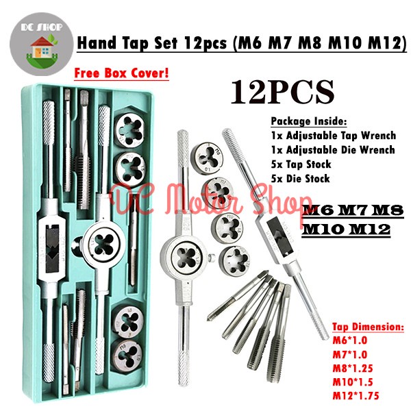 Jual Hand Tap Set Adjustable Hand Tab Dies Set 12Pcs Alat Snai dan Tap ...