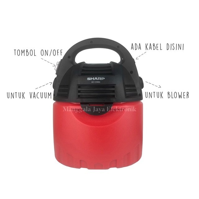 Jual Sharp Vacuum Cleaner Wet and Dry 600 Watt EC CW60 / EC-CW60 ...