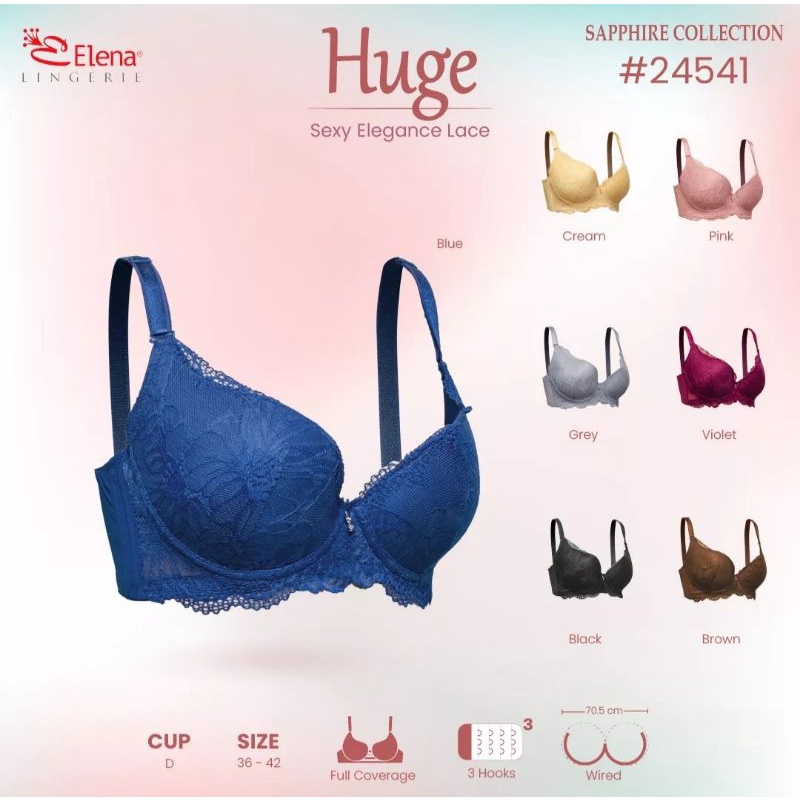 Jual Elena Shappire Bra BH Berkawat Cup D Besar E 24541 - 36D - 42D ...