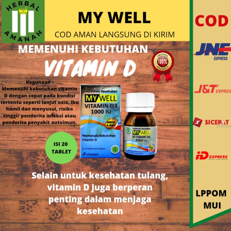 Jual MY WELL VITAMIN D3 1000IU 20 TABLET - MULTIVITAMIN – SUPLEMEN ...