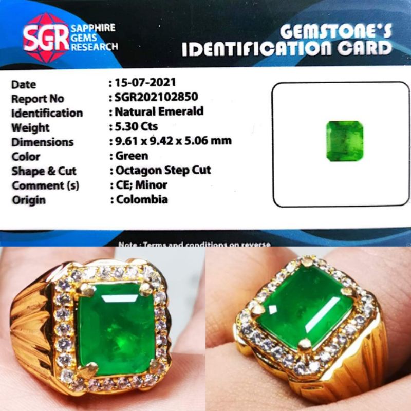 Jual Batu Permata Natural Zambrud Colombia Asli Octagon Kristal Clean + Memo SGR Lab | Shopee ...