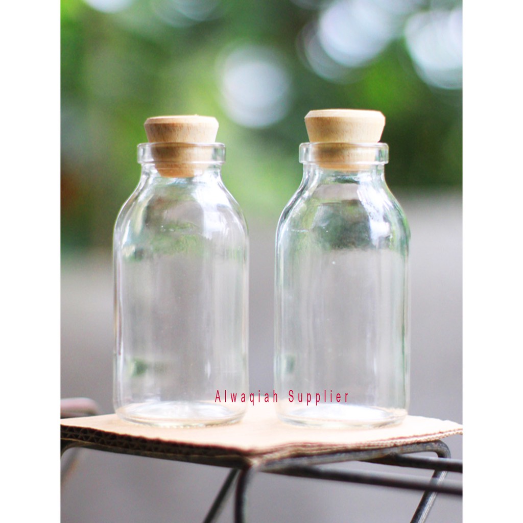 Jual Botol Kaca 100ml Tutup Kayu Gabus / Vas Bunga 100ml Botol Kemasan ...