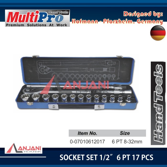Jual MULTIPRO KUNCI SOK SOCKET SET 1/2 INCH DR 6 PT 17 PCS 8-24 mm 6PT ...
