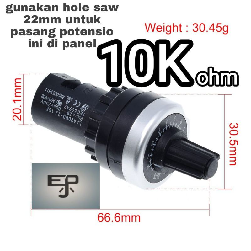 Jual potensio panel 10k 103 lubang tombol push button 22mm | Shopee Indonesia