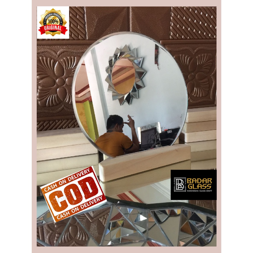 Jual Cermin Kaca model Bulat plus Kayu Murah/ Cermin Aestethic ...
