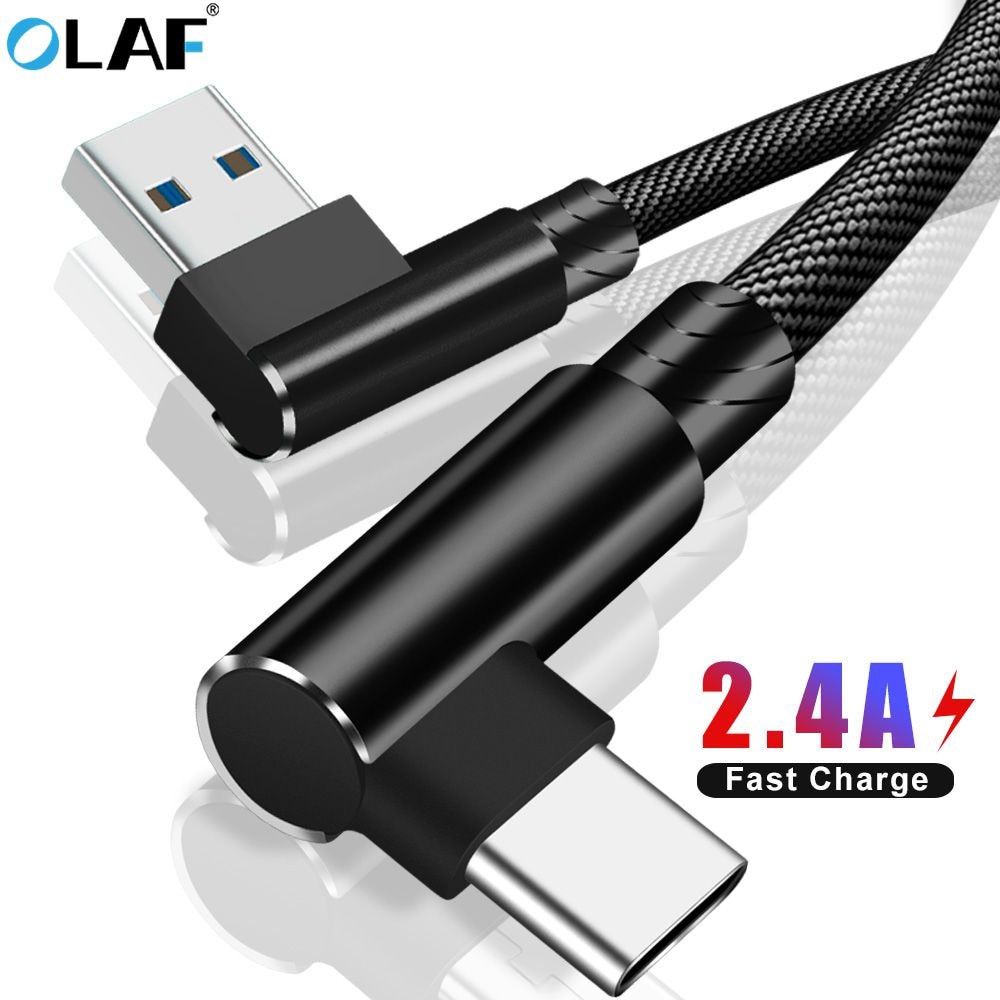 Jual Kabel Charger USB Type C L Shape 2.4A 1 Meter | Shopee Indonesia