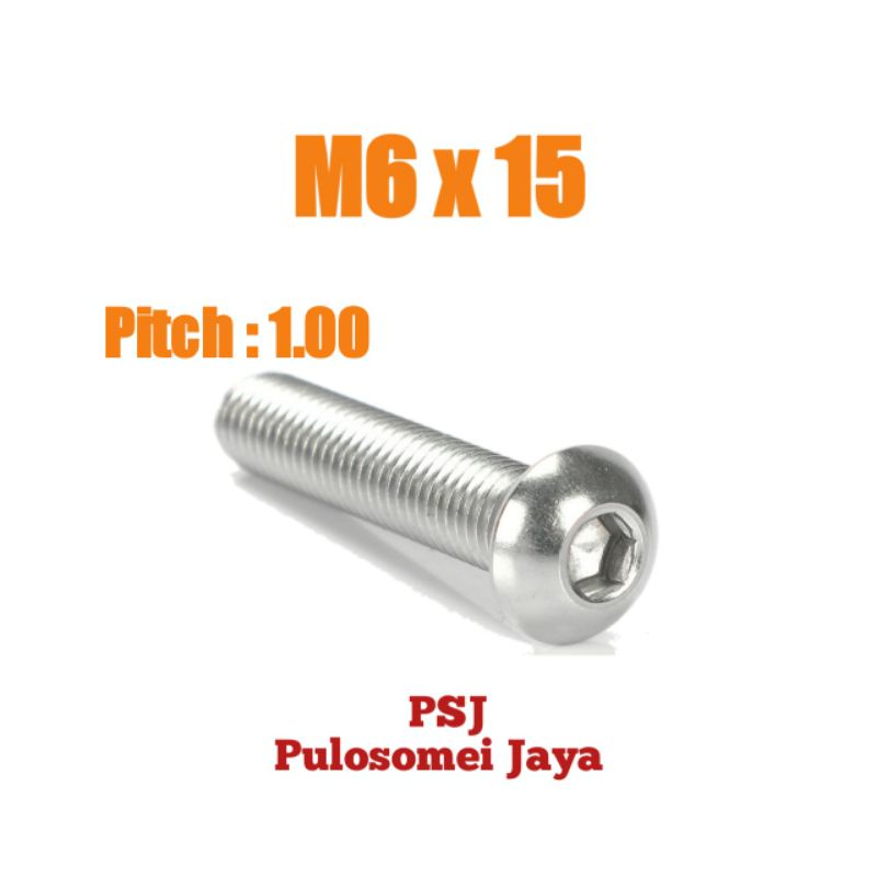 Jual Baut L Button M6 x 15 / Baut Button L M6 x 15 SUS 304 | Shopee Indonesia