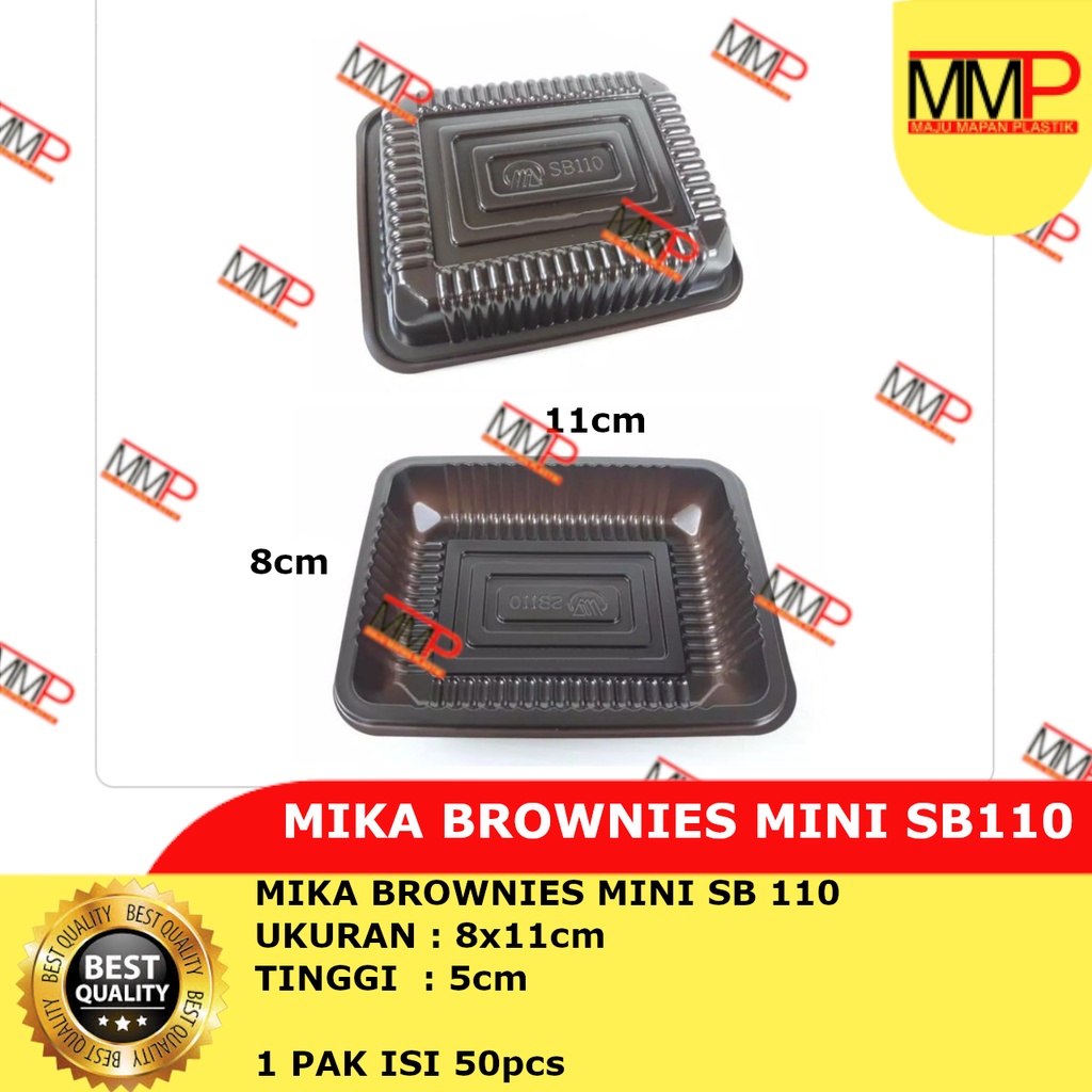 Jual [50 pcs] Mika Brownies mini SB110 / Tray Mika Coklat tutup bening ...