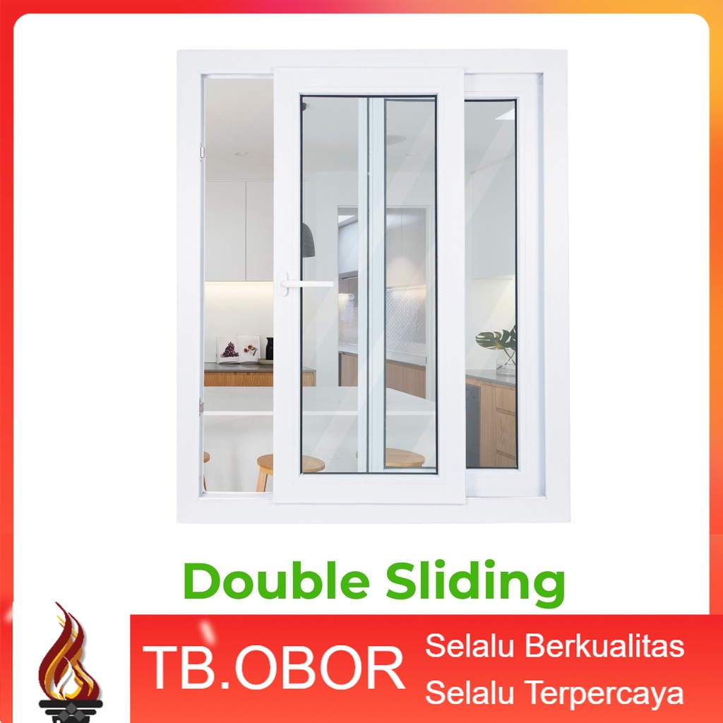 Jual Jendela Sliding Geser UPVC Double Casement Motif Kaca Polos Warna ...