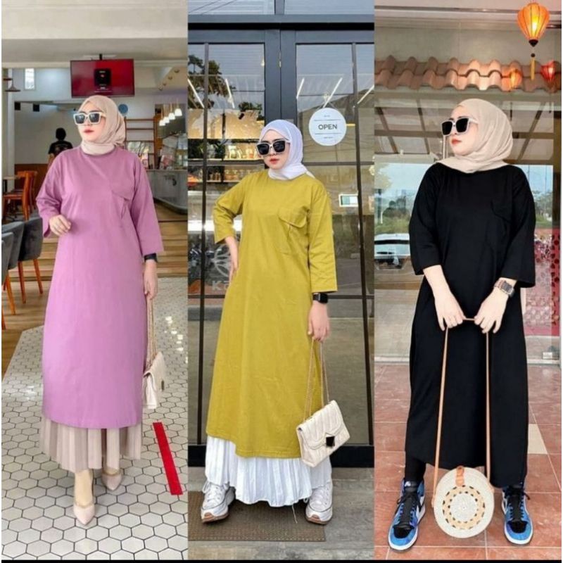 Jual Long Tunik Jumbo/Midi Dress Jumbo Standar | Shopee Indonesia