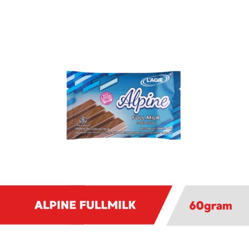 Jual Lagie Alpine Full Milk Cokelat Susu Coklat Batang 60gr | Shopee ...