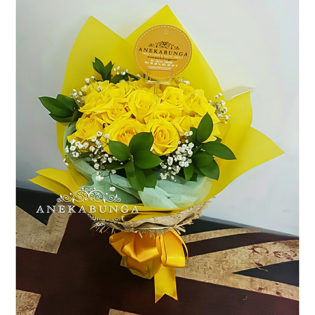 Jual Buket Bunga Mawar Kuning Asli Fresh Yellow Rose Hand Bouquet ...