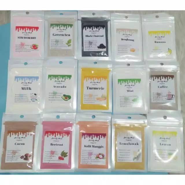 Jual 5g Beauty Mask Organic 16 Varian Masker Wajah Organik berkala | Shopee Indonesia