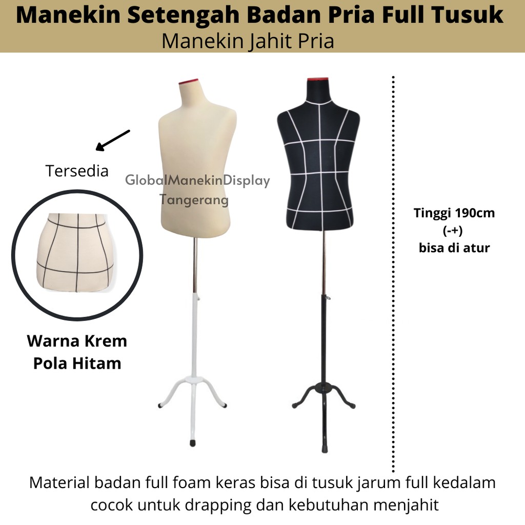Jual Manekin Foam Jahit Tusuk Jarum Pria | Dressmaker Dummy Pria ...