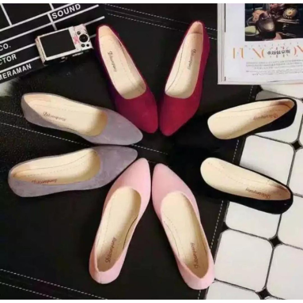 Jual SEPATU BALET WANITA POLOS TRENDY TERMURAH ( BAHAN BELUDRU ASLI ...