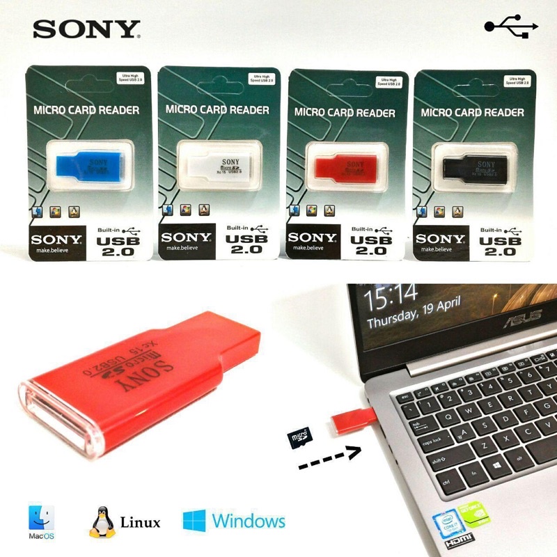 Jual Card Reader Sony XC-15 1 Slot USB Micro Memori Cardreader | Shopee ...