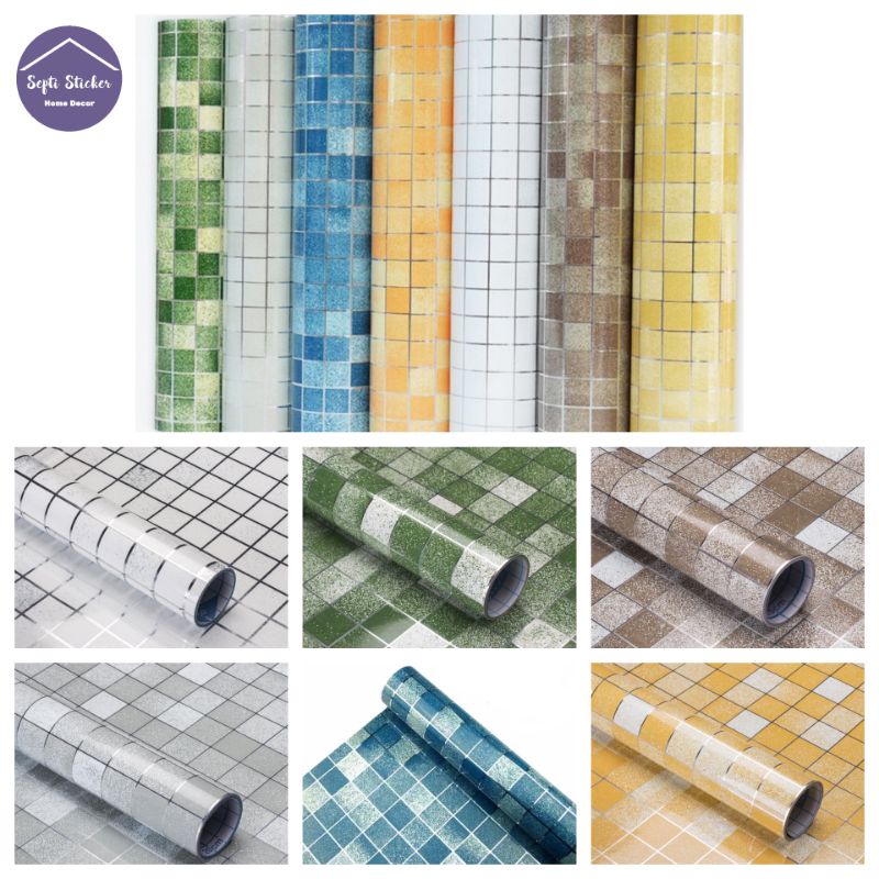 Jual Stiker dapur mozaic anti minyak 45 cm x 1 meter | Shopee Indonesia