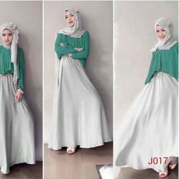 Jual Gamis fashion long sleeve double layer plus hijab j017 Dijual | Shopee Indonesia