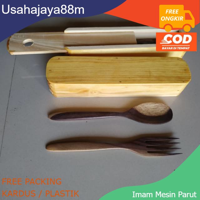 Jual Cutlery set kayu personal cutlery set kayu pribadi buat perjalanan ...