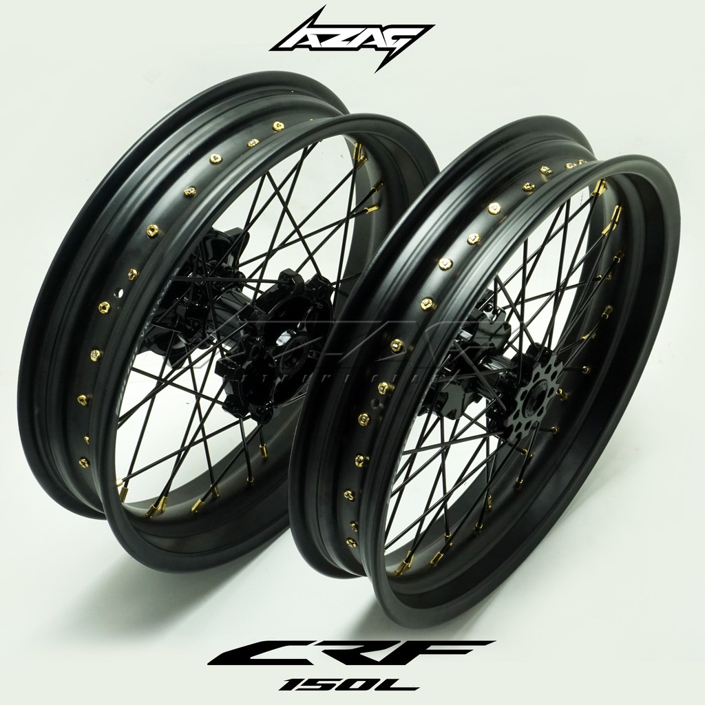 Jual velg set ring 17 honda crf 150 hitam v-rossi modif supermoto ...