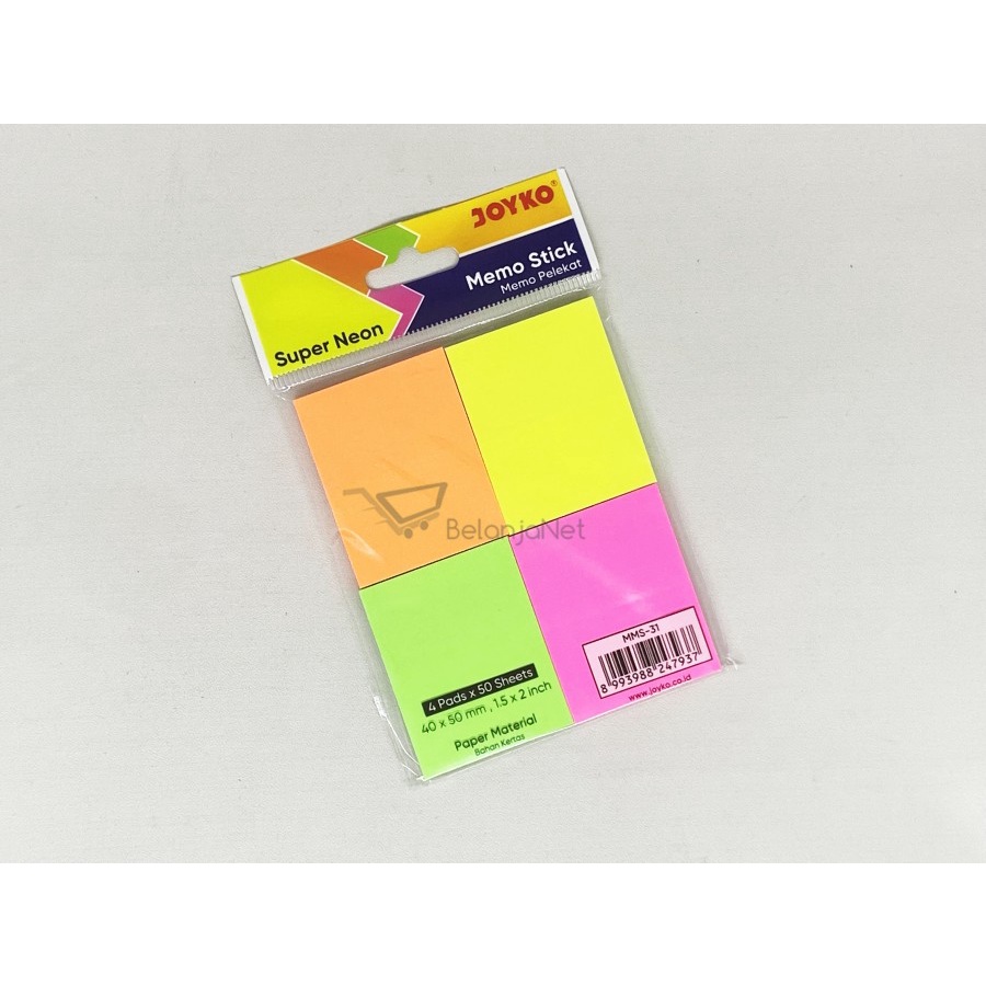 Jual Memo Stick | Sticky Note | Kertas Memo Tempel Joyko MMS-31 4 x 50 ...