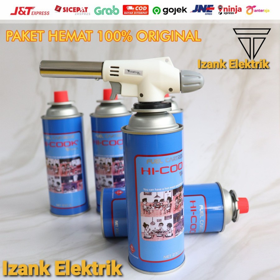 Jual paket hemat gas torch dan gas hicook 230gram / set flame gun ...