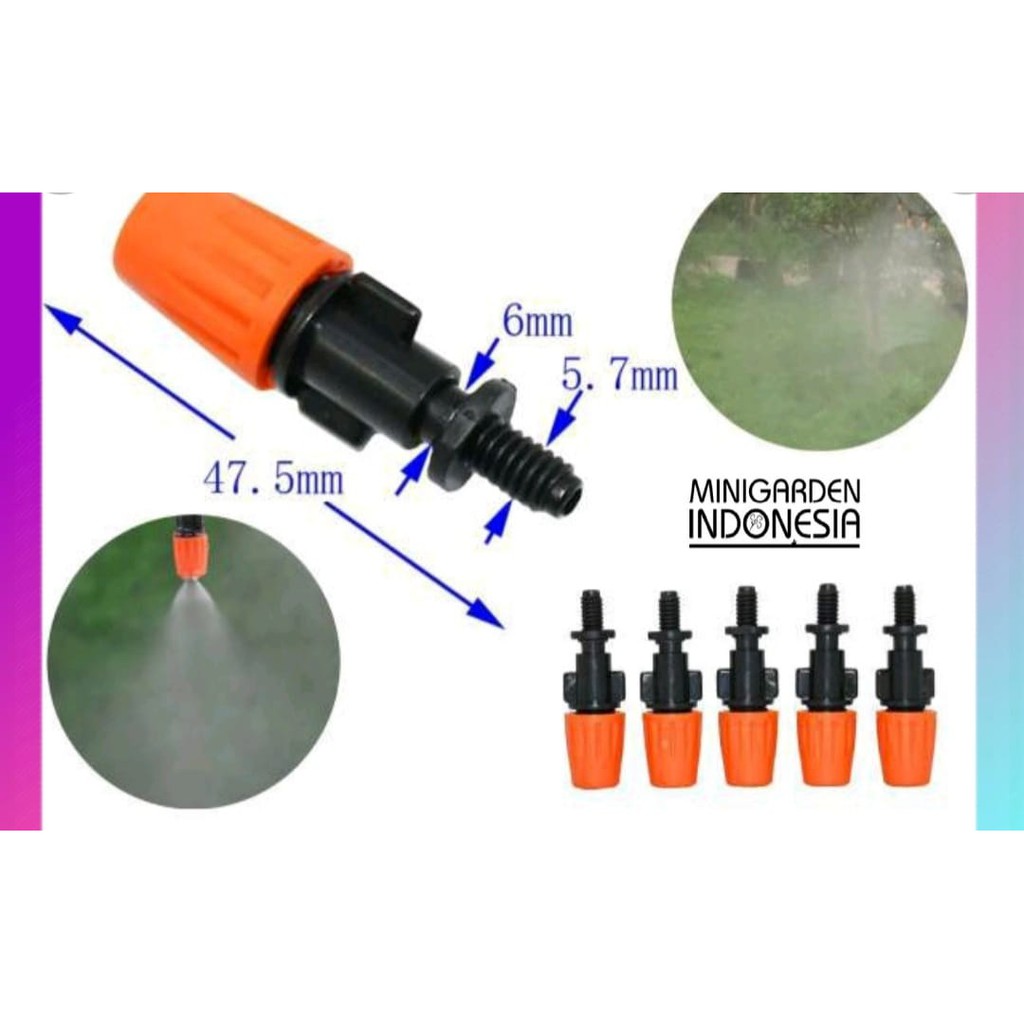 Jual HEAD MIST FOGGER ORANGE + KONEKTOR NEPEL ULIR FLAT siram irigasi taman sprinkler nozzle ...