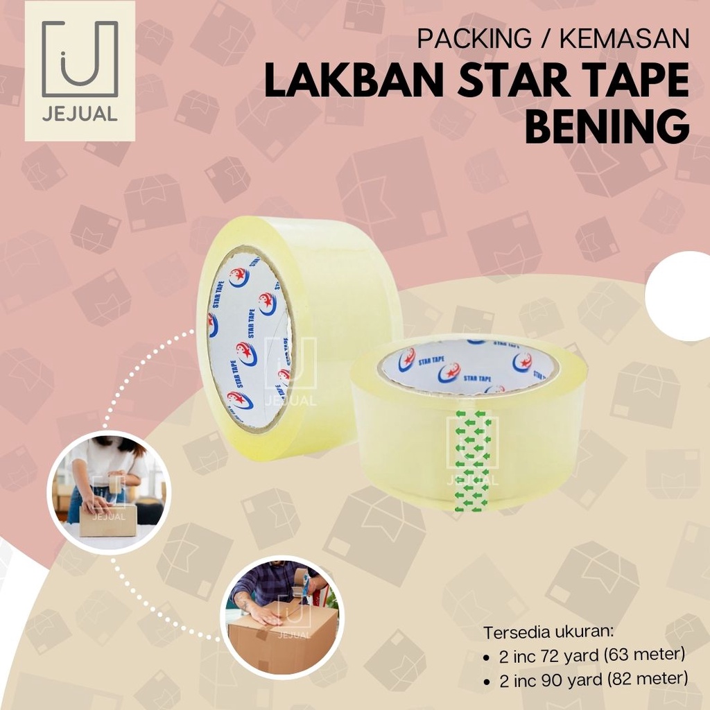 Jual LAKBAN BENING 90 Yard 2inch 82m OPP Tape 90y 2" Star Tape Isolasi ...