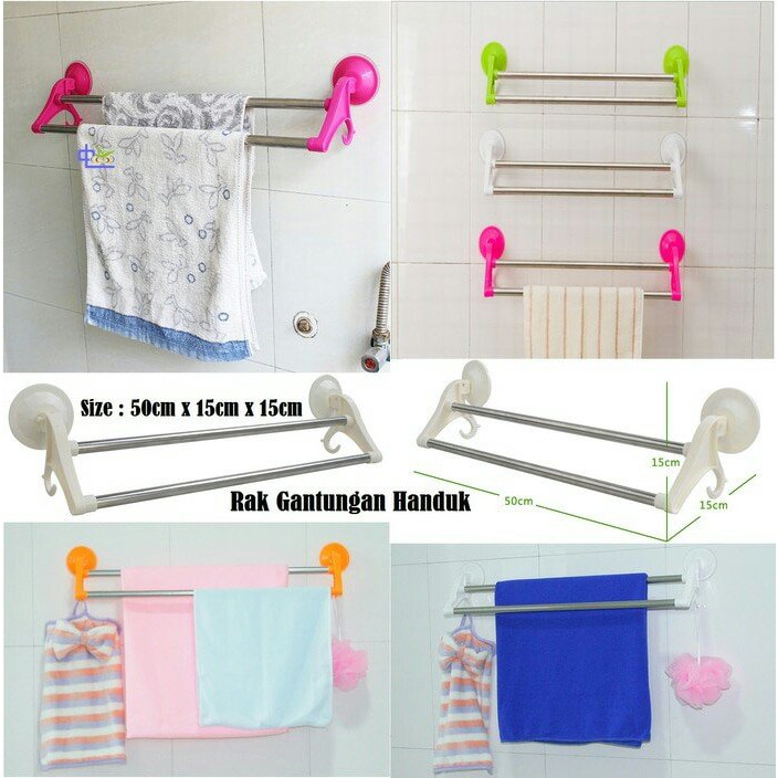 Jual Gantungan handuk tanpa Paku tanpa bor towel hanger toilet / rak ...