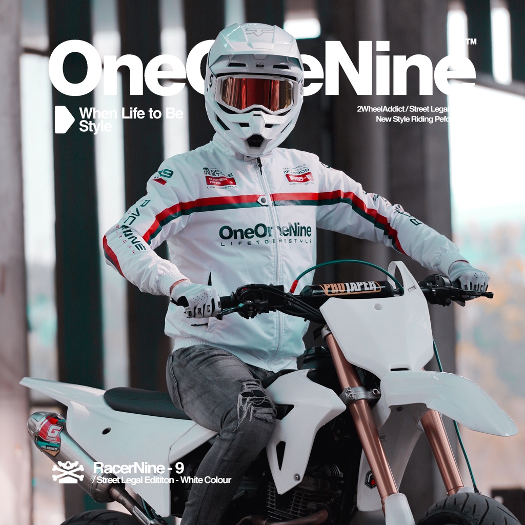 Jual KSR ONEONENINE - JACKET RACERNINE STREET LEGAL V2 WHITE SERIES ...