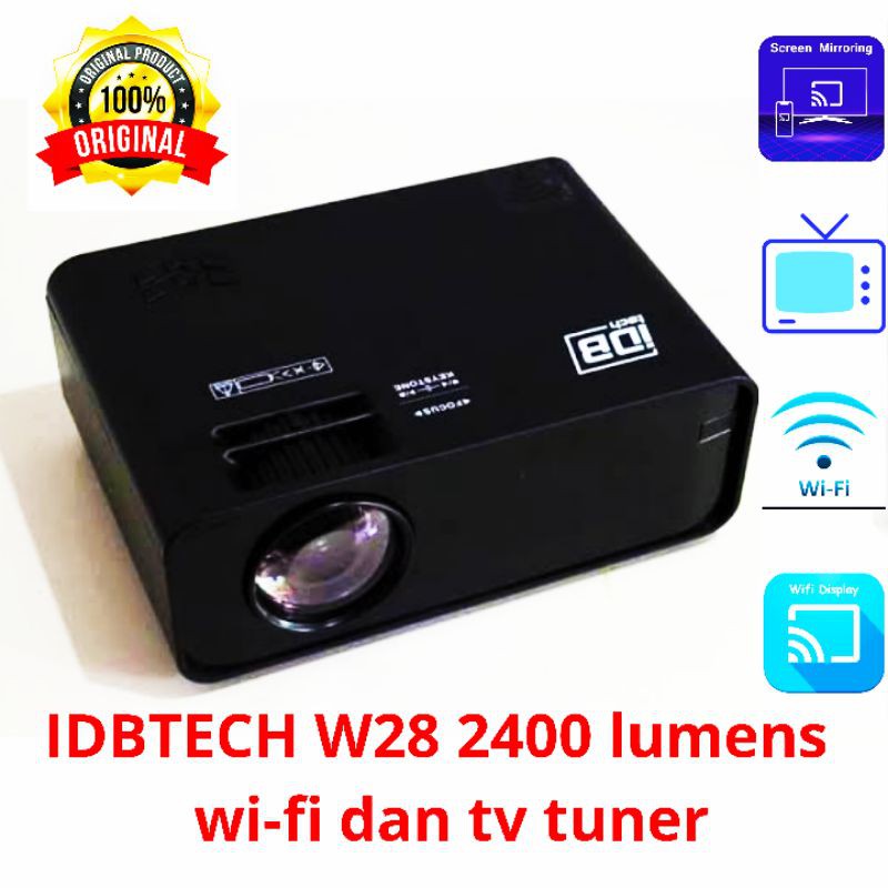 Jual Proyektor IDBTECH W28 WIFI + Tv TUNER MINI projector 2400 Lumens ...