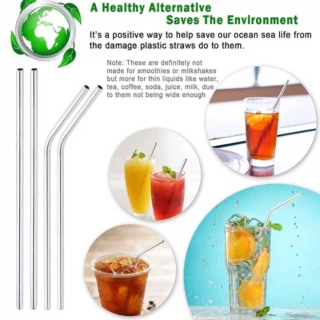 Jual sedotan besi set stainless steel straw with brush pipet | Shopee ...