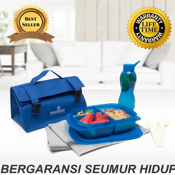 Jual Kotak Tempat Makan - Botol Minum - Duo Simple Set Blue ...