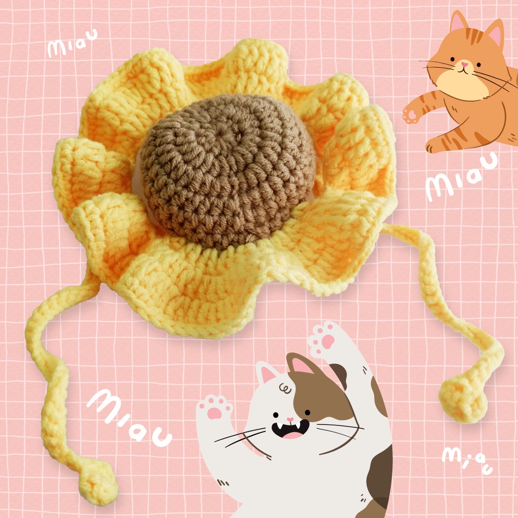 Jual [Handmade] Topi Kucing Rajut / Cat Hat Crochet / Aksesoris Kucing ...