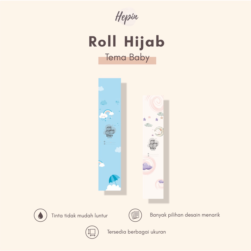 Jual roll hijab /roller label paking edisi BABY/roller hijab murah ...