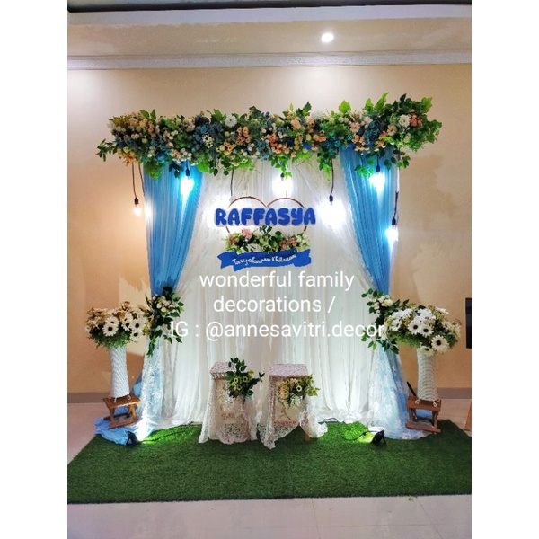Jual dekorasi backdrop khitanan nuansa baby blue 2 mtr (tanpa tulisan ...