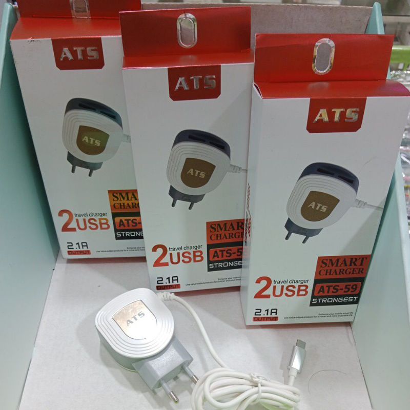 Jual Charger ATS LED 2 USB ATS-59 Real 2.1A | Shopee Indonesia